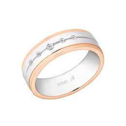 Amor Fingerring »Uni Chic« mit Zirkonia (synth.) silberfarben-roségoldfarben-kristallweiß 50 Cool-stylisher Ring für Damen und Herren von der Marke...