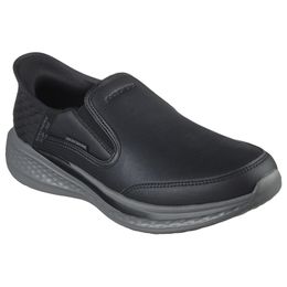 Slip-On Sneaker Skechers "SLADE-", Herren, Gr. 41, schwarz, Leder, Textil, Schuhe, Slipper, Freizeitschuh, Halbschuh mit Goga Mat Funktion