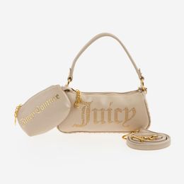 Juicy Couture Beigefarbene Schultertasche mit Logo-Details