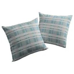 Dekokissen WIRTH "Laufenberg" Gr. 2, blau (blau, kariert), B:50cm L:50cm, Baumwolle, Polyester, Dekokissen_Sitzkissen_Kissenh&uuml;llen, Kissenh&uuml;lle ohne F&uuml;llung, 2 St&uuml;ck