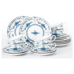 Teeservice Seltmann Weiden "Geschirr-Set, 18 Teile, Amina Strohblume, klein", wei&szlig; (wei&szlig;, blau), 18 Stk., Porzellan, Geschirr-Sets, St&auml;bchenrelief, die Strohblume, Bl&uuml;tenmotiv