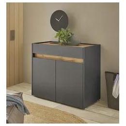 Kommode Home Affaire "GiRON/CiTY, Schrank in vier Farben, modernes Sideboard, Kommode", grau (anthrazit, wotan eiche), B:80cm H:70cm T:40cm, FSC-zertifizierter Holzwerkstoff, Sideboards, Kommode, in zwei Farben erh&auml;ltlich, 2 T&uuml;ren, 1 Schubkasten, 80 cm breit