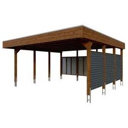 Skan Holz Doppelcarport SKANHOLZ "Friesland Set 13", braun (nussbaum), B/H/T: 254cm x, Carports