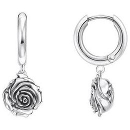 Paar Creolen Thomas Sabo "Midnight Rose", silber (silberfarben), Ohrringe, Damen, Silber 925 (recycelt)