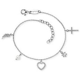 Armband Engelsrufer "Glaube Liebe Hoffnung", wei&szlig; (silberfarben, kristallwei&szlig;, wei&szlig;, kristallwei&szlig;), Armb&auml;nder, Damen, 20cm, Perlen Silber 925 (Sterlingsilber), Perlen, Silber 925 (Sterlingsilber), Armband, Made in Germany - mit Zirkonia (synth.) - mit S&uuml;&szlig;wasserzuchtperle