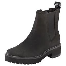 Schn&uuml;rboots Timberland "CARNABY COOL MID CHELSEA BOOT", Damen, Gr. 37, schwarz (jet schwarz), Leder, Schuhe Schn&uuml;rboots, Stiefelette, Winterschuhe, Ankle Boots