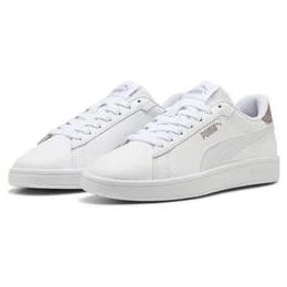 Sneaker Puma "SMASH 3.0 L", Damen, Gr. 38, silber (Puma wei&szlig;, silber mist, plum jam), Leder, unifarben, Schuhe Sneaker, mit sportlicher Optik, mit leicht profilierter Gummilaufsohle