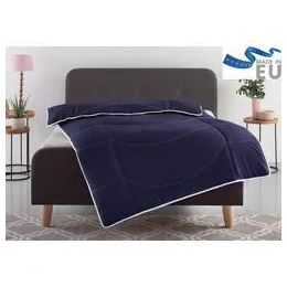 Microfaserbettdecke OTTO HOME "Microlux, Bettdecke 135x200 cm und &Uuml;bergr&ouml;&szlig;en bis 240x220cm", blau, B:155cm L:220cm, Bezug: 100% Polyester. Obermaterial: 100% Polyester. F&uuml;llung: 100% Polyester, Bettdecken, Microfaserbettdecke, fest versteppter Bezug - keine Bettw&auml;sche n&ouml;tig, Sommer, Winter