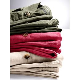 CR&Eacute;ATION L creation L Leinen-Bluse in khaki-meliert | Gr.: 36