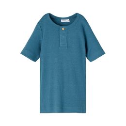 name it Jungen kurzarm T-Shirt mit Knopf Real Teal-98 | Gr.: 110