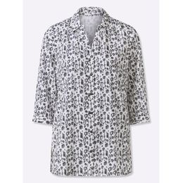 Sieh an! Longbluse in ecru-graphit-bedruckt | Gr.: 46