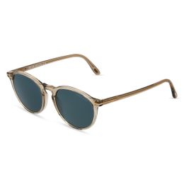 Tom Ford FT0904 AURELE | Unisex-Sonnenbrille | Fassung: Vollrand, Rund, Acetat, Beige Gl&auml;nzend | Glasfarbe: Blau