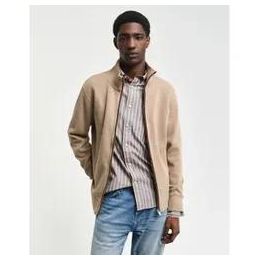 Gant f&uuml;r Herren. 2028042 Sacker Rib Zip Strickjacke beige (XL), L&auml;ssig, Baumwolle