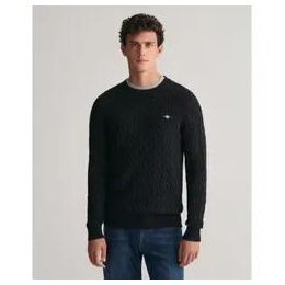 Gant f&uuml;r Herren. 8050601 Schwarzer Pullover mit Rundhalsausschnitt (3XL), L&auml;ssig, Baumwolle