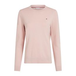 Tommy Hilfiger Rundhalspullover »CO JERSEY STITCH LS C-NK SWT« mit Logostickerei Foggy Pink L (40) L (40) Pullover von Tommy Hilfiger