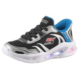 Skechers Slip-On Sneaker »METEOR-LIGHTS«, Schlupfschuh mit cooler Blinkfunktion, Größenschablone zum Download schwarz-silberfarben-blau 30 30 Coole...