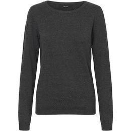 Véro Moda VERO MODA Rundhalspullover »VMCARE STRUCTURE LS O-NECK BLOUSE« aus Bio-Baumwolle dark grey melange XS XS Klassischer Pullover von VERO MODA