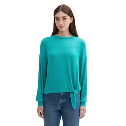 Tom Tailor Denim Langarmshirt mit seitlichem Knoten jade green melange XL (42) XL (42) Fleeceshirt für Damen von Tom Tailor Denim