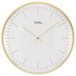 Wanduhr AMS "W9541", gold (goldfarben), Wanduhren, B/H/L: 5cm, Wanduhr, Quarzuhr,Wohnzimmer,Esszimmer,K&uuml;che,Arbeitszimmer,B&uuml;ro,Flur