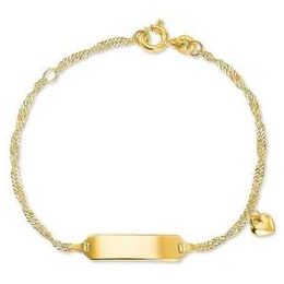 Armband Amor "Herz", gold (gelbgoldfarben), Armb&auml;nder, M&auml;dchen, 14cm, Gelbgold 375, Armband