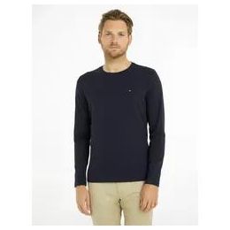 Langarmshirt Tommy Hilfiger "STRETCH SLIM FIT LONG SLEEVE", Herren, Gr. S (46), blau (desert sky), Single Jersey, Obermaterial: 96% Baumwolle, 4% Elasthan, bestickt, unifarben, schmal h&uuml;ftbedeckend, Rundhals, abgesteppt, Shirts Langarmshirt, aus Baumwollstretch