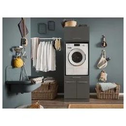Mehrzweckschrank-Set LAUNDREEZY "LAUNDREEZY LDSK1", grau (anthrazit), B:67,5cm H:200cm T:67,5cm, Holzwerkstoff, Kastenm&ouml;bel-Sets, Breite 67,5 cm, Softclose, h&ouml;henverstellbare F&uuml;&szlig;e