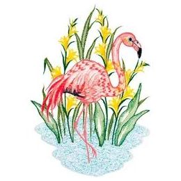 Fensterbild "Fensterbild "Flamingo" farbig", bunt, B:22cm H:30cm, Polyester, W. REUTER & SOHN - PLAUENER SPITZE, Fensterbilder