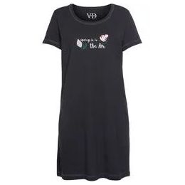Sleepshirt Vivance DREAMS, Damen, Gr. 36/38, N-Gr, schwarz, Single Jersey, Obermaterial: 50% Baumwolle, 50% Viskose, unifarben, bequem kurz, Rundhals, Kleider Sleepshirt