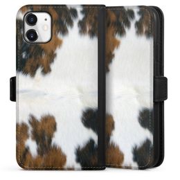 DeinDesign iPhone 11 Handy Klapph&uuml;lle Handyh&uuml;lle aus Kunst Leder schwarz Flip Case Cow Fur Cow Skin Sideflip mit Lasche