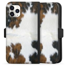 DeinDesign iPhone 11 Pro Handy Klapph&uuml;lle Handyh&uuml;lle aus Kunst Leder schwarz Flip Case Cow Fur Cow Skin Sideflip mit Lasche
