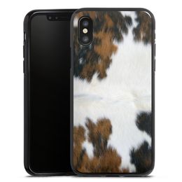 DeinDesign iPhone X Handy Silikon H&uuml;lle Case schwarz Handyh&uuml;lle Cow Fur Cow Skin