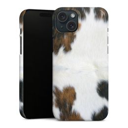 DeinDesign iPhone 15 Plus Handy Premium Case Smartphone Handyh&uuml;lle Schutzh&uuml;lle gl&auml;nzend Cow Fur Cow Skin Premium Case
