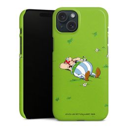 DeinDesign iPhone 15 Plus Handy Premium Case Smartphone Handyh&uuml;lle Schutzh&uuml;lle gl&auml;nzend Asterix Official Licensed Product Obelix Premium Case