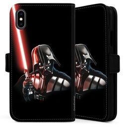 DeinDesign iPhone X Handy Klapph&uuml;lle Handyh&uuml;lle aus Kunst Leder schwarz Flip Case Merchandise Darth Vader Star Wars Sideflip mit langer Lasche