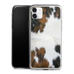 DeinDesign iPhone 11 Handy Slim Case Silikon Handyh&uuml;lle transparent H&uuml;lle extra d&uuml;nn Fur Cow Skin Cow Silikon Slim Case