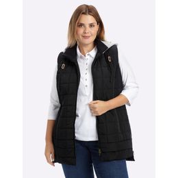 sheego Gro&szlig;e Gr&ouml;&szlig;en Steppweste im Materialmix, schwarz, Gr&ouml;&szlig;e 58 - Damen