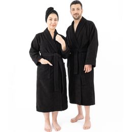 Bademantel HAMMETEX "Bademantel 100% Baumwolle Unisex, 400 GSM, Weich & Saugfähig" Gr. S, schwarz, L:122cm, Baumwolle, Hausmäntel, ideal für Sauna & Spa, Hotelbademantel, Morgenmantel