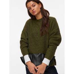 Véro Moda VERO MODA Damen Strickpullover "VMBOOM LS O-NECK PULLOVER GA NOOS"grape leaf detail:melange, Gr. XS, meliert, Strick, Obermaterial: 85% Polyester, 7%