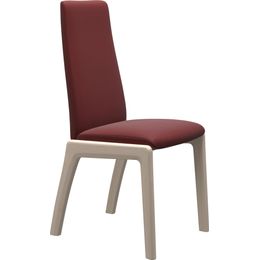 Polsterstuhl stressless "Laurel", rot (cherry paloma, eiche gekalkt), B:57cm H:105cm T:60cm, Leder PALOMA: PALOMA ist ein durchgefärbtes Semianilin-Möbelleder mit natürlicher Narbung., Stühle, High Back, Größe M, mit abgerundeten Beinen in Eiche gekalkt