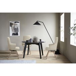 Polsterstuhl stressless "Laurel", beige (cream batick, walnuss), B:58cm H:105cm T:60cm, Leder BATICK: BATICK ist ein leicht korrigiertes, durchgef&auml;rbtes und genarbtes M&ouml;belleder, bei dem die meisten Unebenheiten und Spuren in der Regel entfernt wurden., St&uuml;hle, Polsterstuhl, High Back mit Armlehne, Gr&ouml;&szlig;e L, schr&auml;ggestellte Beine in Walnuss