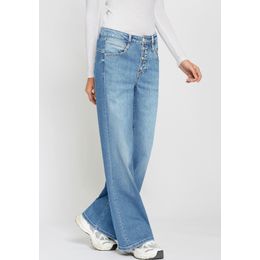 Weite Jeans Gang "94MEDINA WIDE", Damen, Gr. 30, N-Gr, light titan wash, Denim/Jeans, Obermaterial: 98% Baumwolle, 2% Elasthan, weit lang, Jeans, mit Knopfverschluss - angelehnt an die Amelie Wide