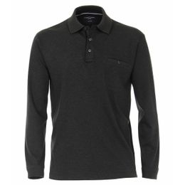 Langarm-Poloshirt Casamoda "Casamoda Polo-Shirt Langarm gestreift", Herren, Gr. 5XL, grau (dunkelgrau), 62% Baumwolle, 38% Polyester, Shirts