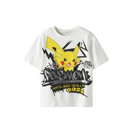 name it T-Shirt 'NKMNirel Pokemon' Jungen Größe 116 gelb / dunkelgrau / schwarz / weiß