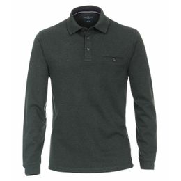 Langarm-Poloshirt Casamoda "Casamoda Polo-Shirt Langarm gestreift", Herren, Gr. L, grün (olive), 62% Baumwolle, 38% Polyester, Shirts