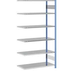 eurokraft pro Steckregal, Bauart leicht, einseitig, HxBxT 2500 x 1300 x 600 mm, blau/verzinkt, Anbauregal