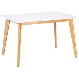 Livetastic Esstisch, Wei&szlig;, Holz, Kautschukholz, massiv, rechteckig, 80x76x120 cm, Esszimmer, Tische, Esstische