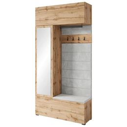 P & B Garderobe Tejo, Eiche Wotan, Textil, Holzwerkstoff, 5 F&auml;cher, 115x231.9x37.5 cm, Fsc, Garderobe, Garderoben-Sets & Serien, Garderoben-Sets