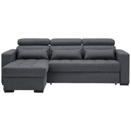 CARRYHOME Ecksofa, Graphit, Textil, 3-Sitzer, F&uuml;llung: Schaumstoff, Ottomane links, seitenverkehrt montierbar, L-Form, 240x179 cm, Stoffauswahl, Schlafen auf Sitzh&ouml;he, Wohnzimmer, Sofas & Couches, Wohnlandschaften, Ecksofas