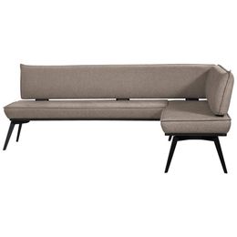 CARRYHOME Eckbank, Schwarz, Taupe, Holz, Metall, Textil, Buche, massiv, Eckteil, 195x165 cm, Stoffauswahl, Esszimmer, B&auml;nke, Eckb&auml;nke