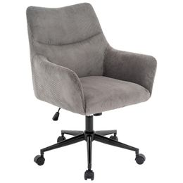 CARRYHOME Drehstuhl, Grau, Schwarz, Metall, Textil, Drehkreuz, 64x90-98x68 cm, Stoffauswahl, Arbeitszimmer, B&uuml;rost&uuml;hle, Drehst&uuml;hle